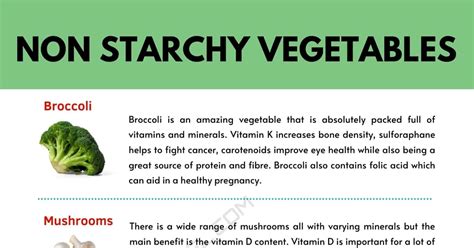 Non Starchy Vegetables What Are They And Their Amazing Benefits • 7esl
