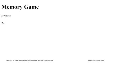 Memory Game Using Html Css And Javascript Source Code Coding Torque