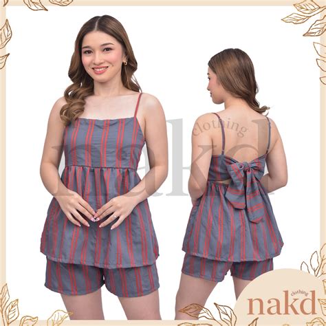 Nakd Fashion Sammie Sexy Peplum Ribbon Back Casual Daily Terno Shorts