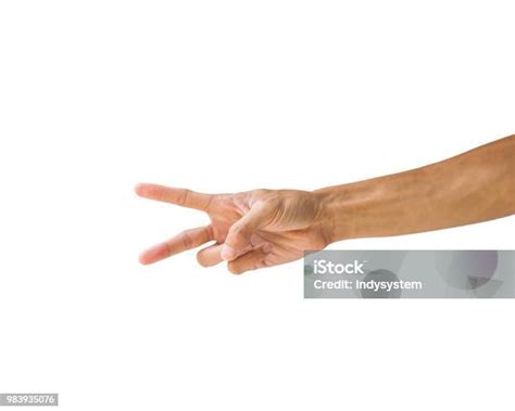 흰색 배경에 고립 경로 손짓 클리핑 손으로 만드는 두 기호 또는 기호 제스처입니다 앞 손 제스처입니다 2 3 살에 대한 스톡 사진 및 기타 이미지 Istock