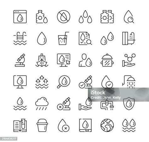 물 아이콘이 설정되었습니다 벡터 라인 아이콘입니다 검은색 윤곽선 획 기호 개체 그룹에 대한 스톡 벡터 아트 및 기타 이미지 개체 그룹 검은색 관 튜브 Istock