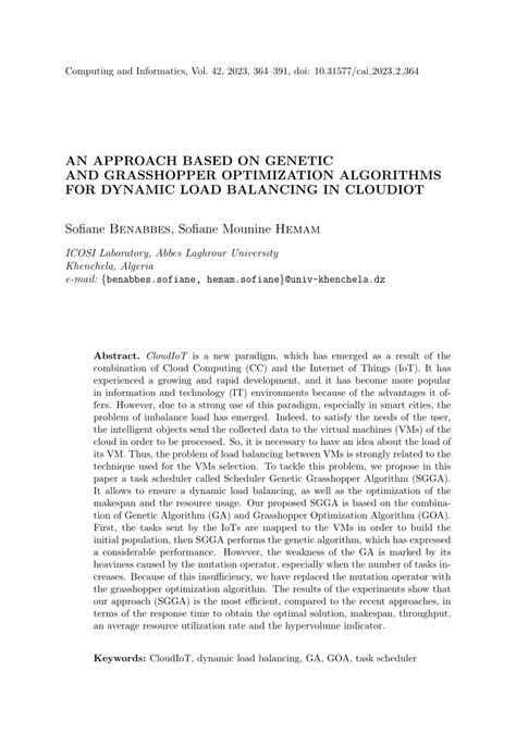 PDF An Approach Based On Genetic And Grasshopper Optimization