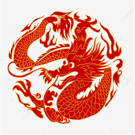 龍圖騰 Psd 紅色 傳統文化素材圖案，psd和png圖片免費下載