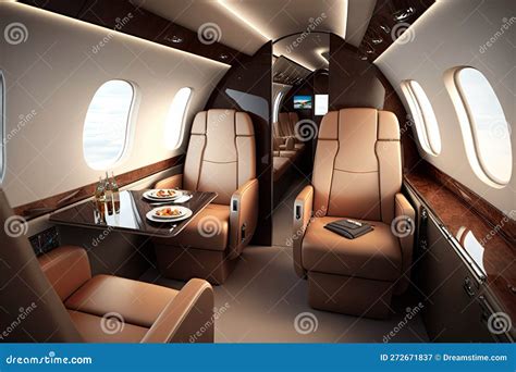 Business Jet Interior With Sleek And Modern Design Featuring Leather