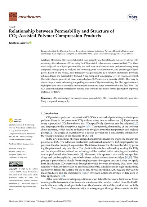 Pdf Relationship Between Permeability And Structure Of Co2 Assisted