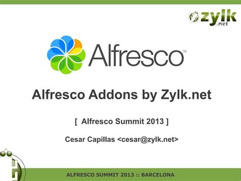 Alfresco Addons By Zylk In Alfresco Summit 2013 Ppt