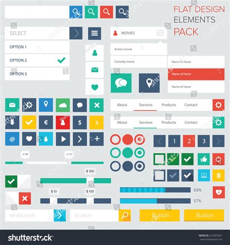 Style Flat Ui Kit Design Elements Stock Vector Royalty Free