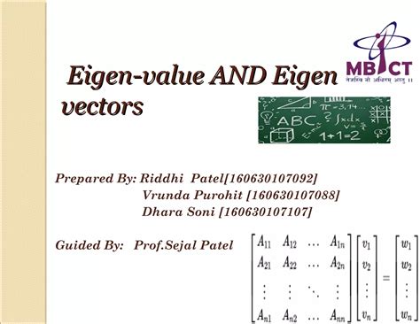Eigen Values And Eigen Vectors Ppt
