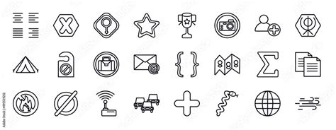 Signs Editable Line Icons Set Signs Thin Line Icons Collection Alignment Gross Dark Cross