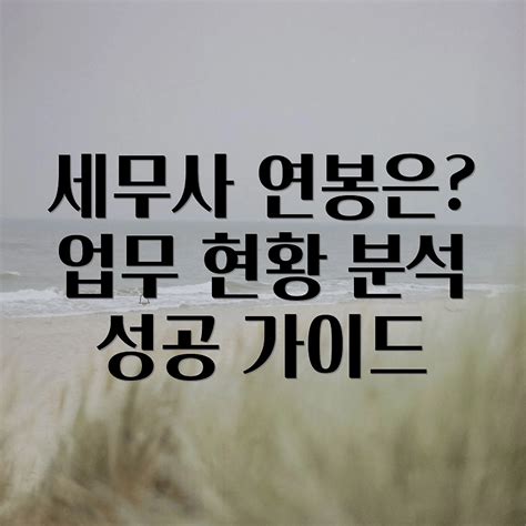 세무사 연봉과 업무 현황 성공적인 세무사 경력을 위한 완벽 가이드