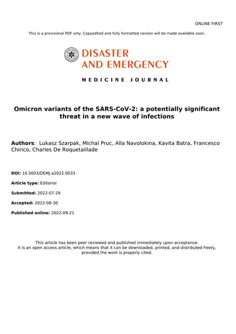 Pdf Omicron Variants Of The Sars Cov 2 A Potentially Significant Threat In A New Wave Of
