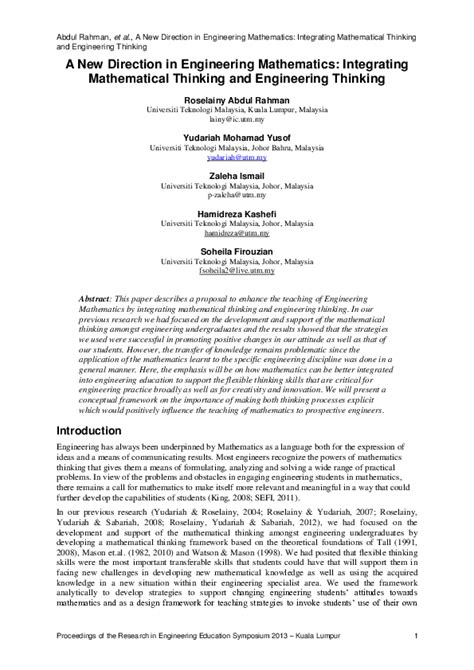 Pdf A New Direction In Engineering Mathematics Integrating