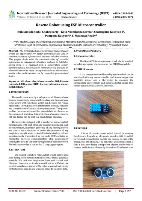 Irjet Rescue Robot Using Esp Microcontroller Pdf