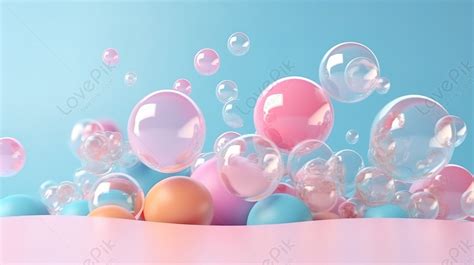 3d 렌더링의 파스텔 거품 방울과 공은 미묘하고 추상적인 효과를 위해 파스텔 배경에 떠 있습니다 추상 거품 배경 방울 배경 추상적 배경 이미지 Hd 추상 거품