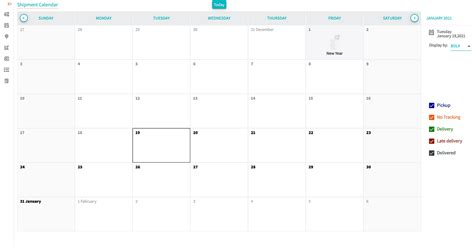 Shipper Product Feature Shipment Calendar