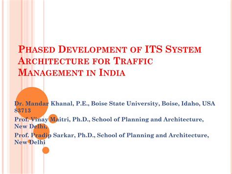 Pdf Phased Development Of Its System Architecture For Phased