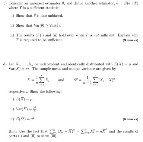 solved c consider an unbiased estimator θ~ and define