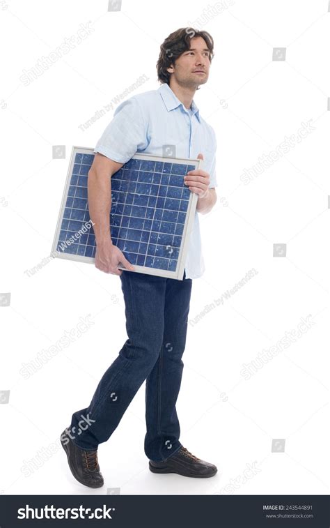 Man Holding Solar Panel Stock Photo Shutterstock