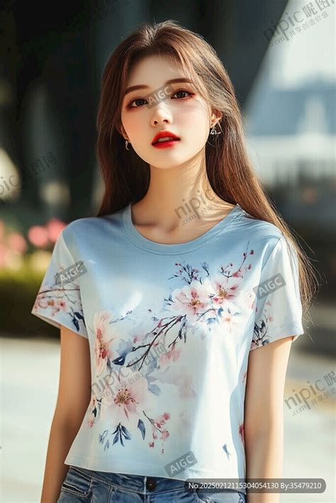 Ai创作图气质美女模特 简单大气印花 高清美女图 T恤女生 百搭t恤 阳光长发花纹衣服 优雅气质美女 青春青涩美少女 简约大气印花 樱桃花纹体恤衫 夏天短袖印花 简洁大气印花 T恤衫花裙花纹