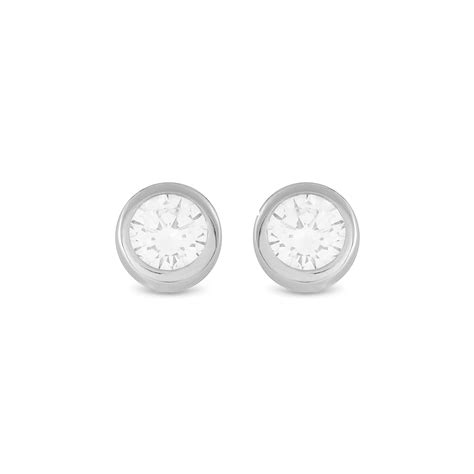 7mm 925 Sterling Silver Earrings With Bright Cubic Zirconia Rhodium Fi