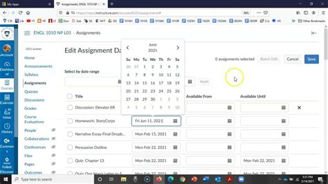 Quick Edit All Assignment Due Dates In Canvas Instructors Youtube