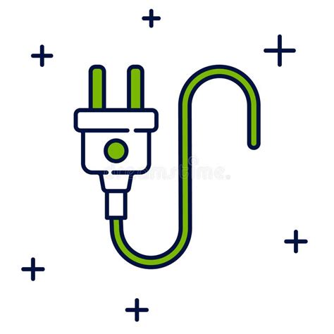 Filled Outline Electric Plug Icon Isolated On White Background Concept