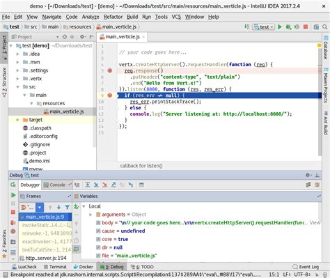 Vertx Debug Js Verticle Vertx Stack Overflow