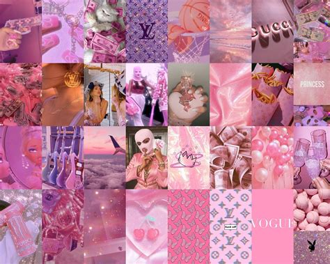 Pink Boujee Aesthetic Wall Collage Kit Baddie Trendy Wall Etsy