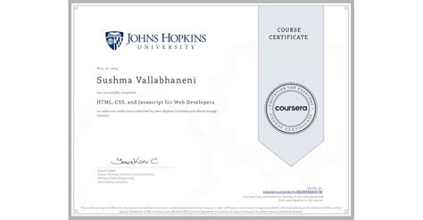 Sushma Vallabhaneni On Linkedin Completion Certificate For Html Css
