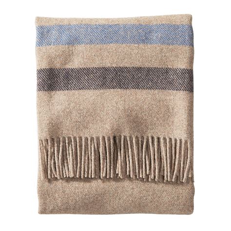 Pendleton Eco Wise Fawn Stripe Washable Wool Blanket Throw Made In Oregon Made In Oregon
