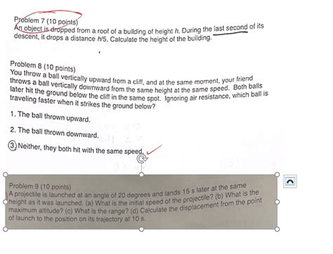 solved problem 7 10 points an object is dropped from a