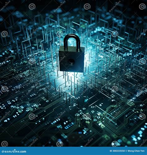 Digital Lock Creative Symbol Concept Circuit Circle Safe Access Control System Abstract