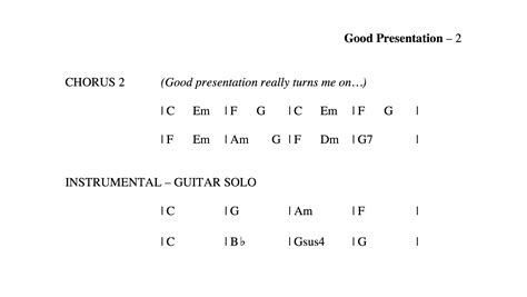 Chord Sheet The Song Foundry