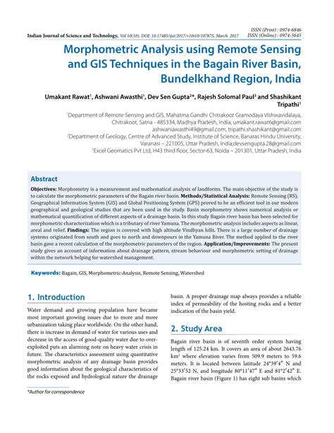 [pdf] Morphometric Analysis Using Remote Sensing And Gis Techniques In