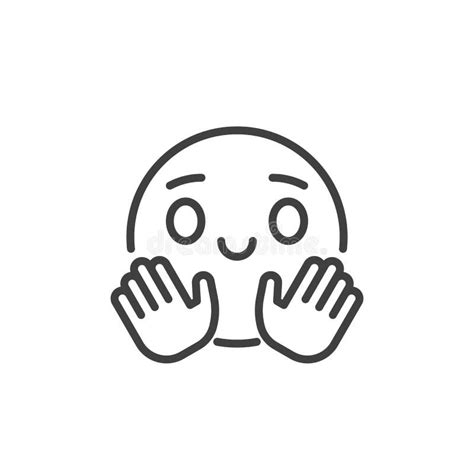 Hugging Smiling Face Emoji Outline Icon Stock Vector Illustration Of Graphics Linear 126907450