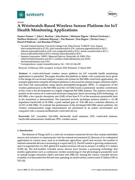 A Wristwatch Based Wireless Sensor Platform For Io Pdf Antenna Radio Telecommunications