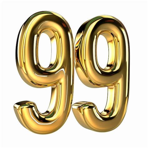 premium photo 3d gold number 99 isolated on white background