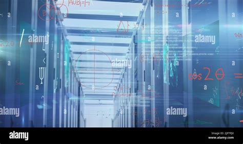 Image Of Processing Data And Maths Calculations Over Computer Server