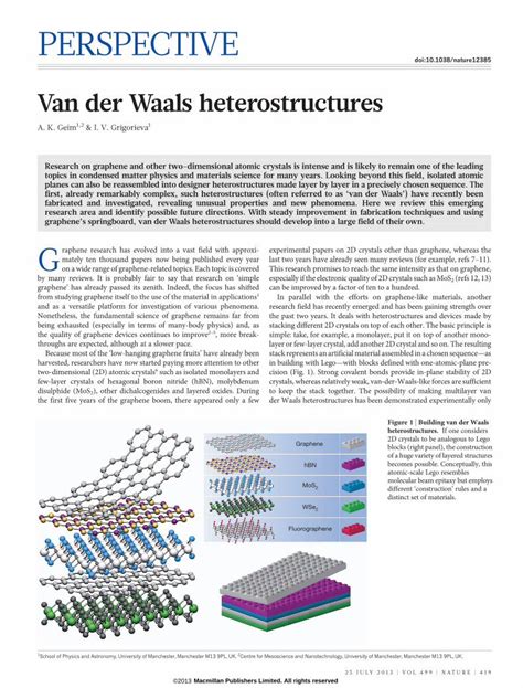 Pdf Van Der Waals Heterostructures University Of Manchester