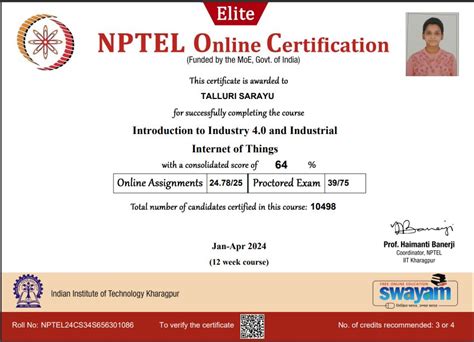 talluri sarayu on linkedin excited to share that i ve completed the nptel certification in…