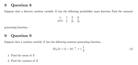 Solved 8 Question 8 Suppose That A Discrete Random Variable