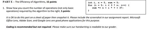 Solved Part E The Efficiency Of Algorithms 15 Points 1