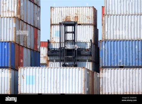 Container Stack In The Container Yard Stock Photo Alamy
