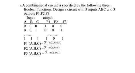 Solved 3 A Combinational Circuit Is Specified By The