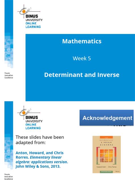 Ppt05 Determinant And Inverse Revisi Pdf Matrix Mathematics Determinant