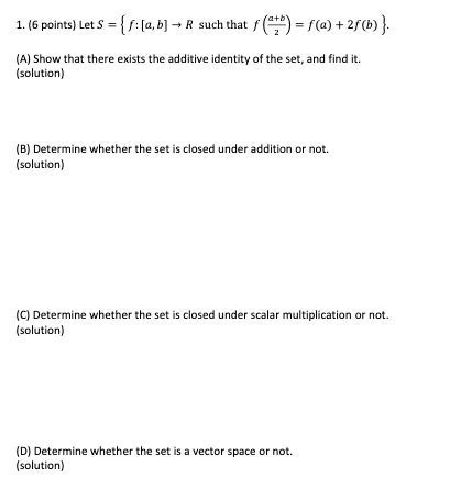 Solved 1 6 Points Let S F A B R Such That F X Chegg Com