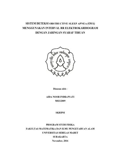 Sistem Deteksi Obstructive Sleep Apnea Osa Menggunakan Interval Rr Elektrokardiogram Dengan