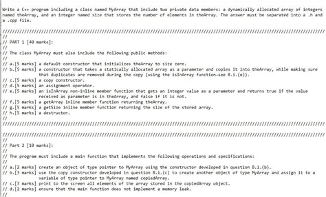 Solved Write A C Program Including A Class Named Myarray