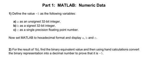 Solved 1 Define The Value −5 As The Following Variables A