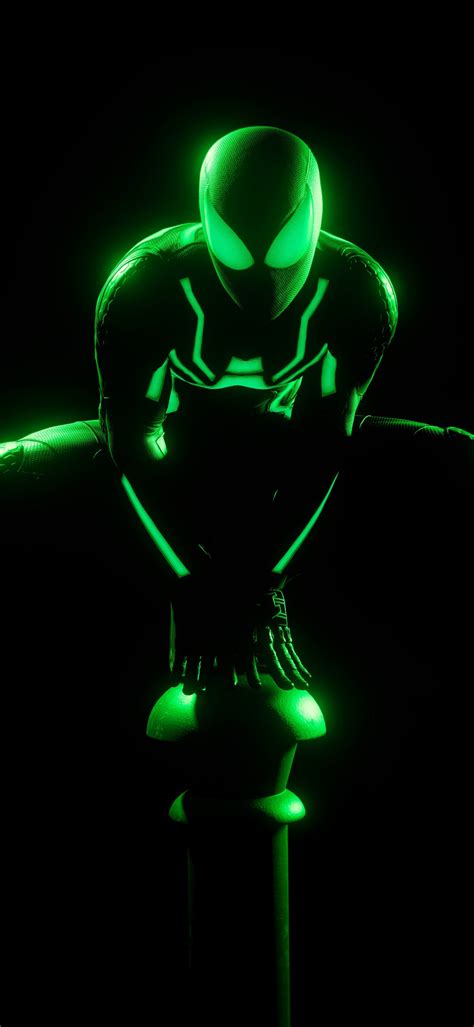 Spider Man Wallpaper 4k Glow In Dark Neon Green Amoled